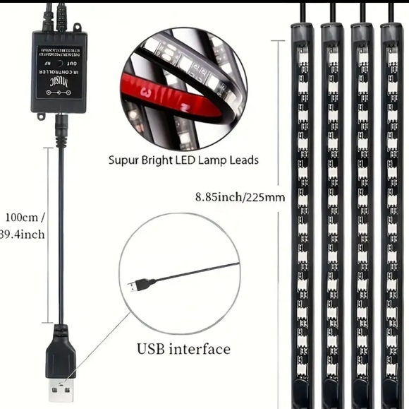 Car Audio, Video & GPS | 4 Line Rgb Usb Under Dash Car Interior Led ...